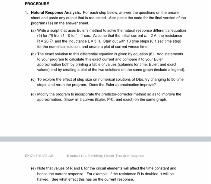 Handout L14. Revisiting Circuit Transient Response as | Chegg.com