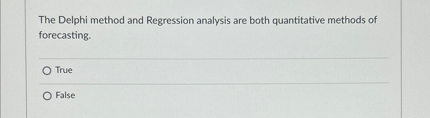 Solved The Delphi method and Regression analysis are both | Chegg.com