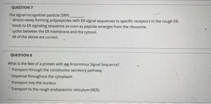 Solved QUESTION 7 The signal-recognition particle (SRP). | Chegg.com