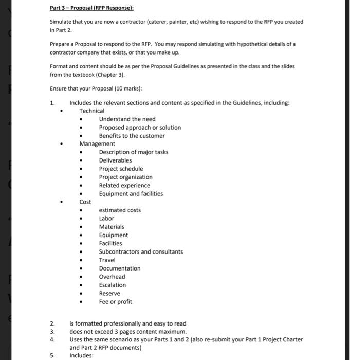 Part 3 - Proposal (RFP Response): Simulate that you | Chegg.com