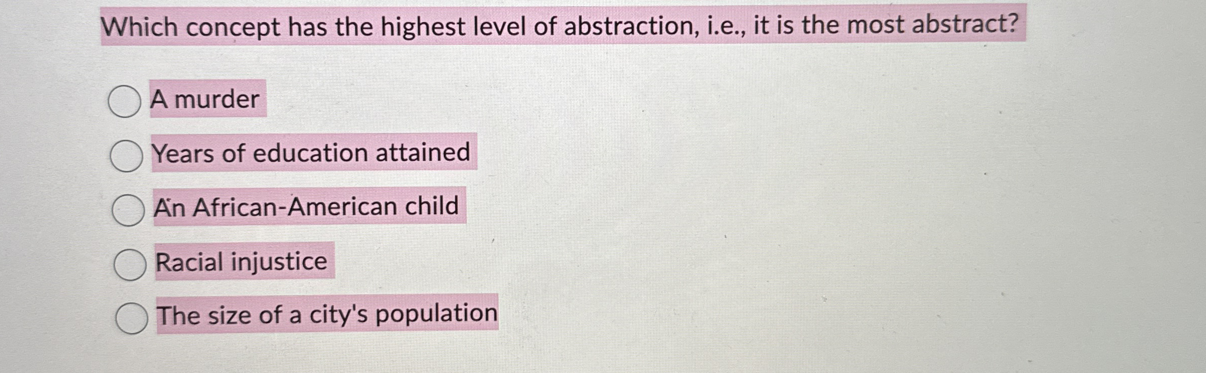 Solved Which concept has the highest level of abstraction, | Chegg.com