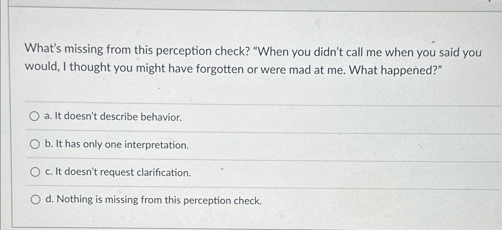 Solved What's missing from this perception check? "When you | Chegg.com