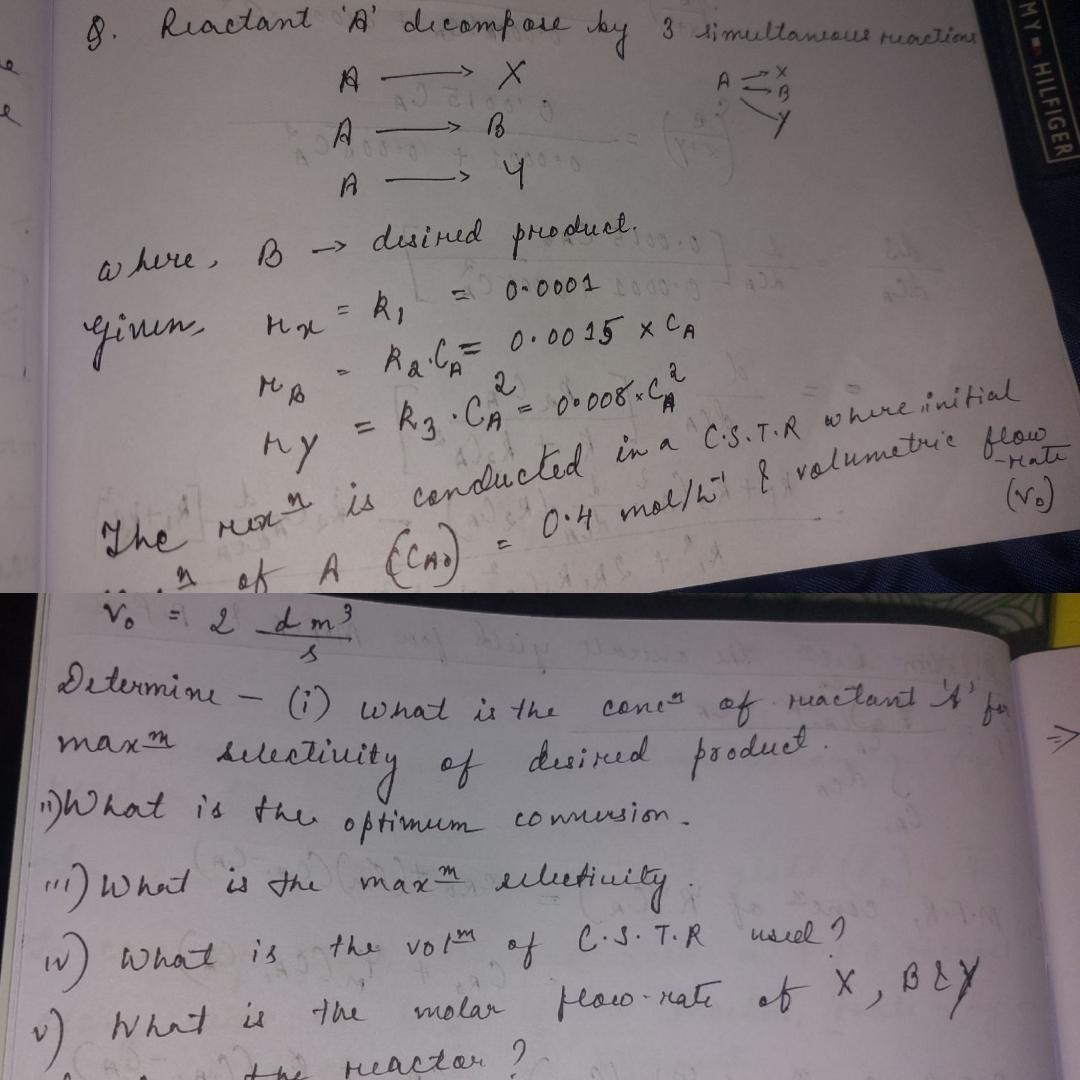 Solved Q. ﻿Reactant ' A ' ﻿decompose by 3 ﻿simultansous | Chegg.com