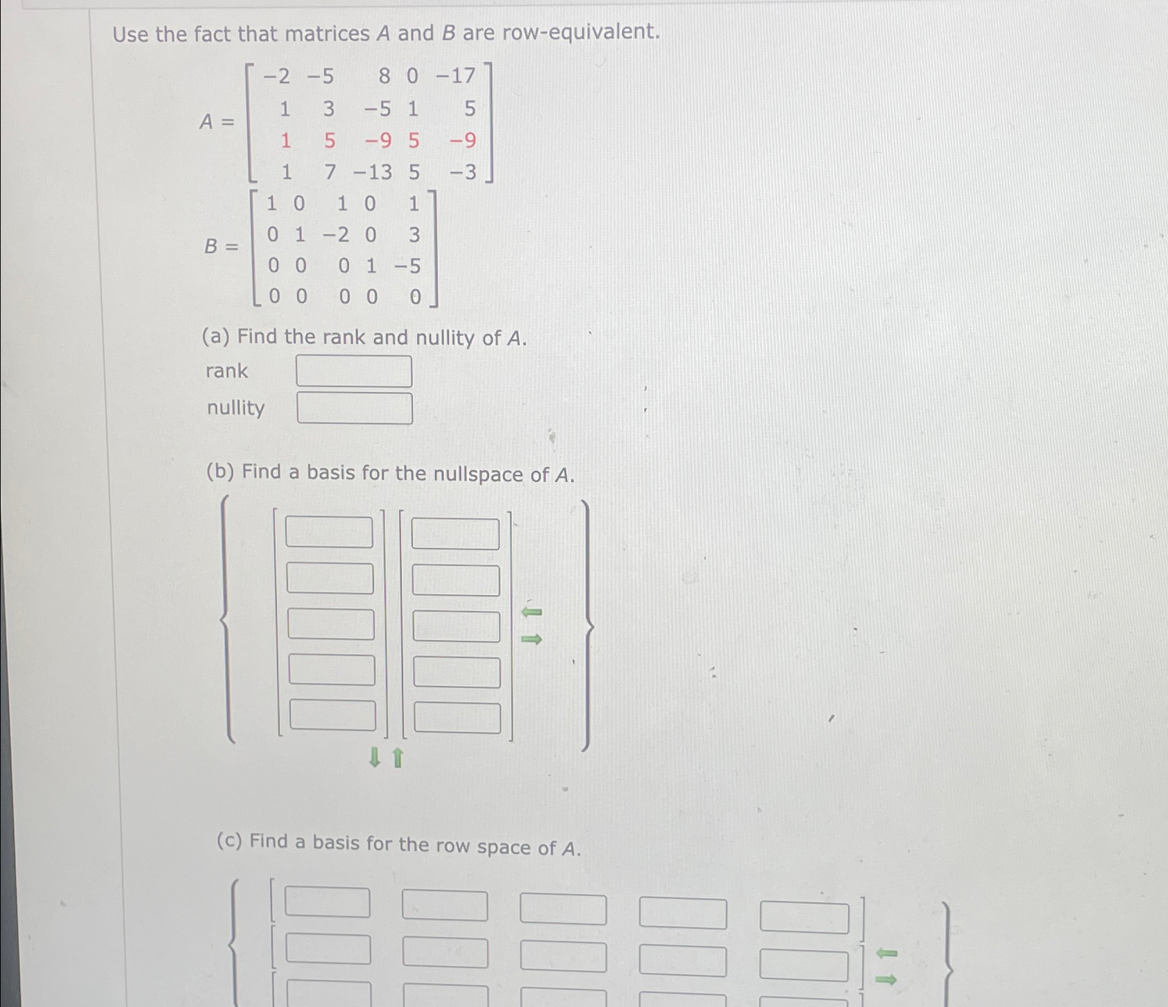 Solved Use the fact that matrices A and B ﻿are | Chegg.com