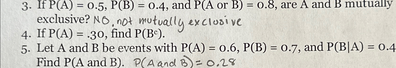 Solved If P(A)=0.5,P(B)=0.4, ﻿and or B, ﻿are A and B | Chegg.com