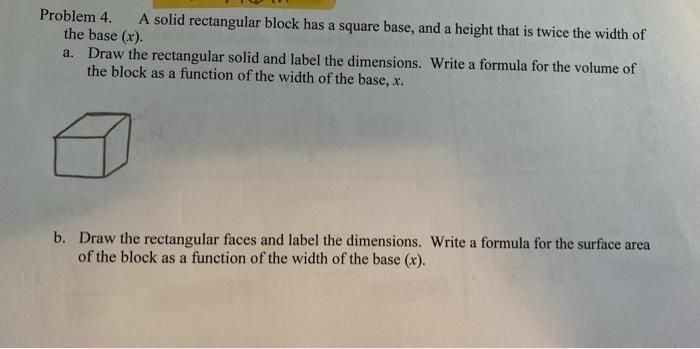 Solved Problem 4. A solid rectangular block has a square | Chegg.com
