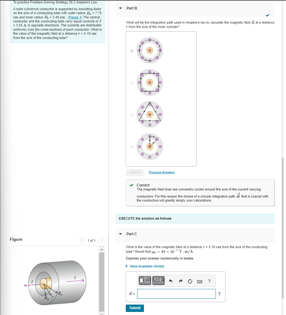 Solved A solid cylindrical conductor is supported by | Chegg.com