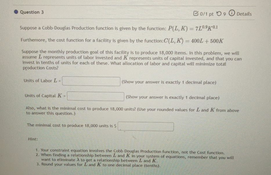 Solved please helpQuestion 3∢01 ﻿pt ↺9(i) ﻿DetailsSuppose a | Chegg.com