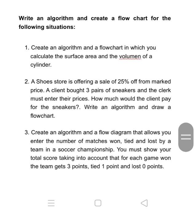 Solved Write an algorithm and create a flow chart for the | Chegg.com