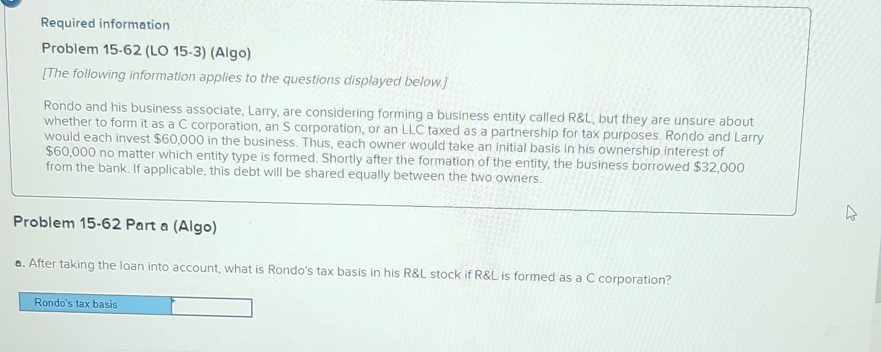 Solved Required information Problem 15-62 (LO 15-3) (Algo) | Chegg.com