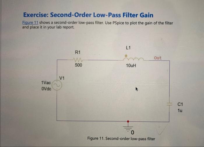 Solved Exercise: Second-Order Low-Pass Filter Gain Figure 11 | Chegg.com