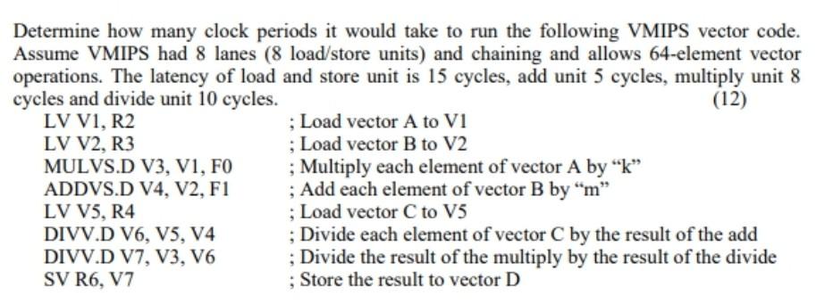 Solved Determine how many clock periods it would take to run | Chegg.com