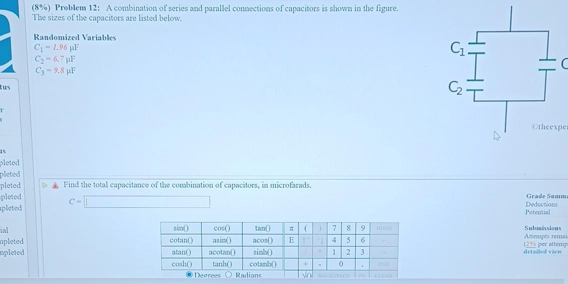 Solved (8\%) Problem 12: A combination of series and | Chegg.com