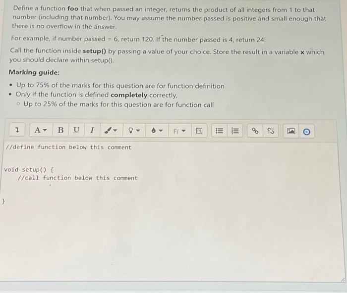Solved Define a function foo that when passed an integer, | Chegg.com