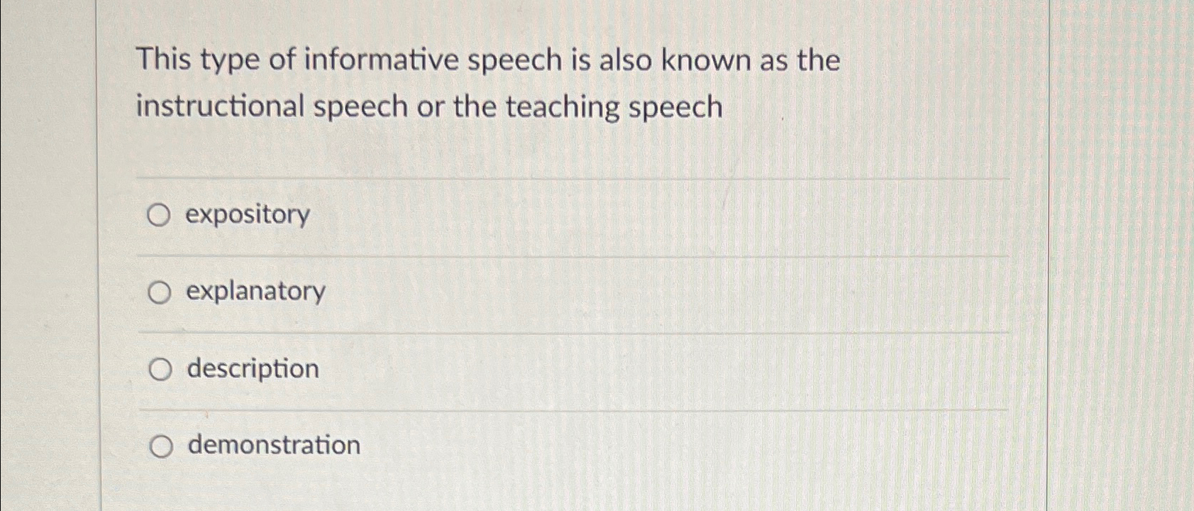 Solved This type of informative speech is also known as the | Chegg.com