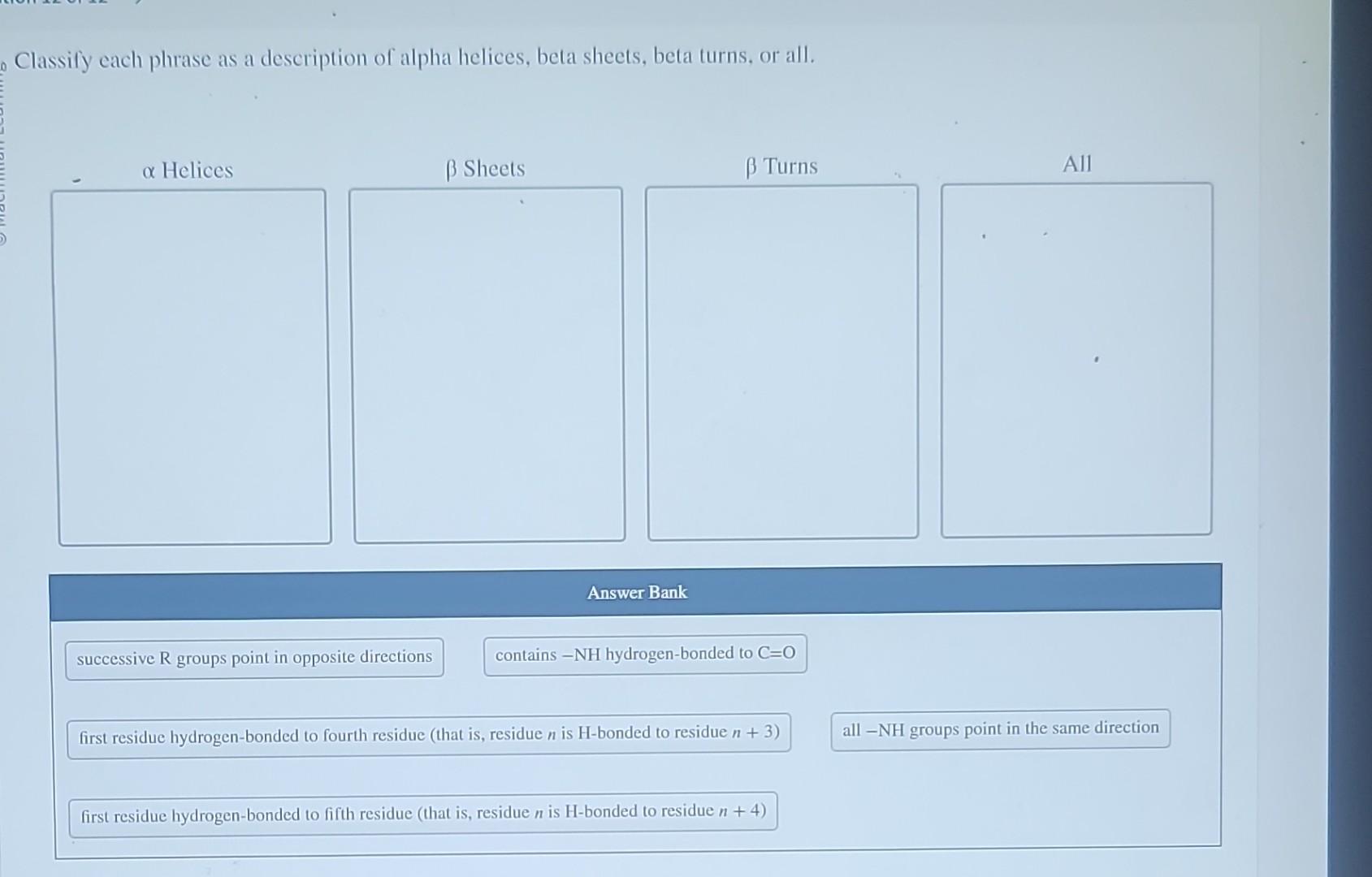 Solved Classify each phrase as a description of alpha | Chegg.com