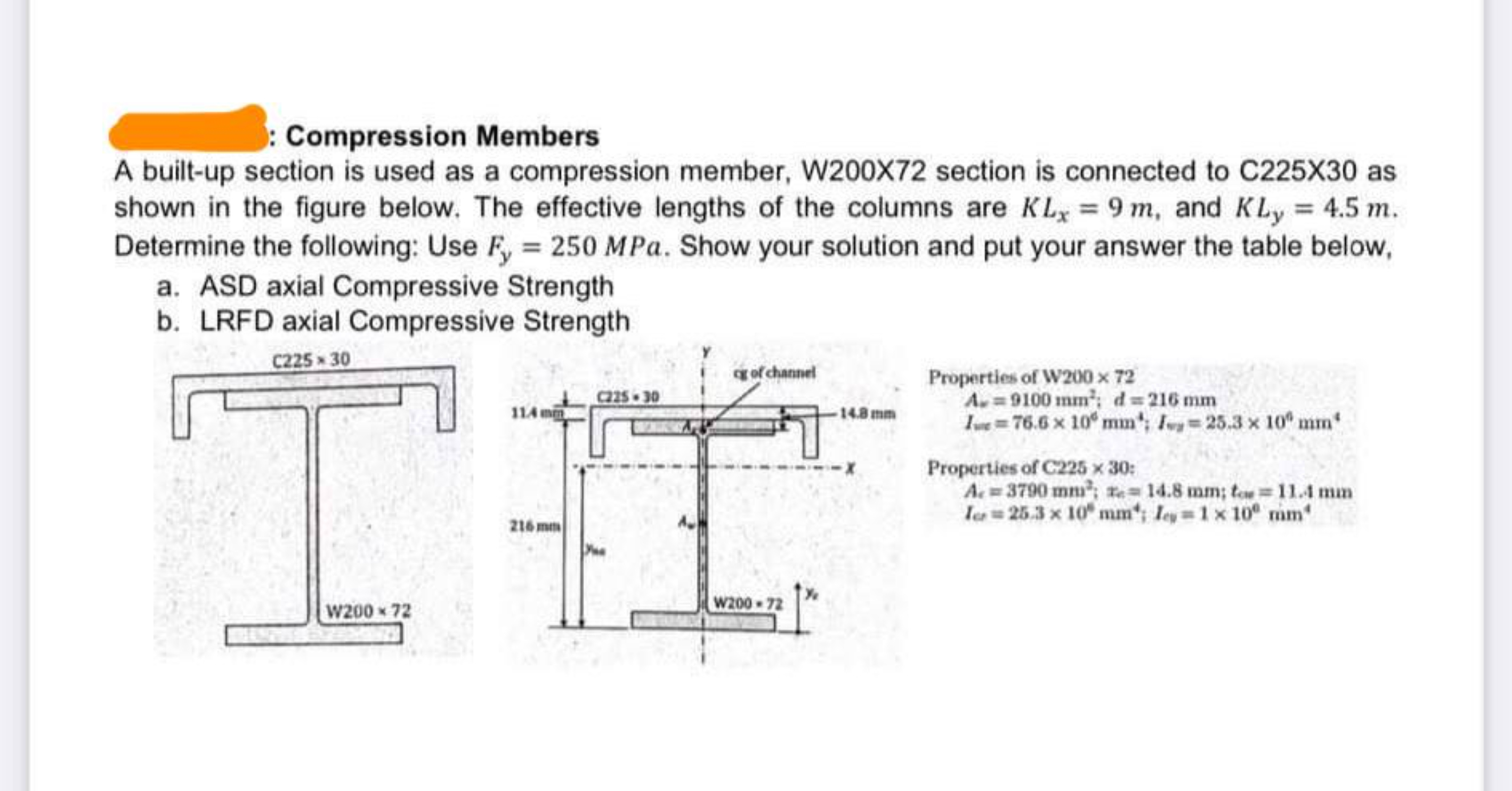 Solved : Compression MembersA built-up section is used as a | Chegg.com