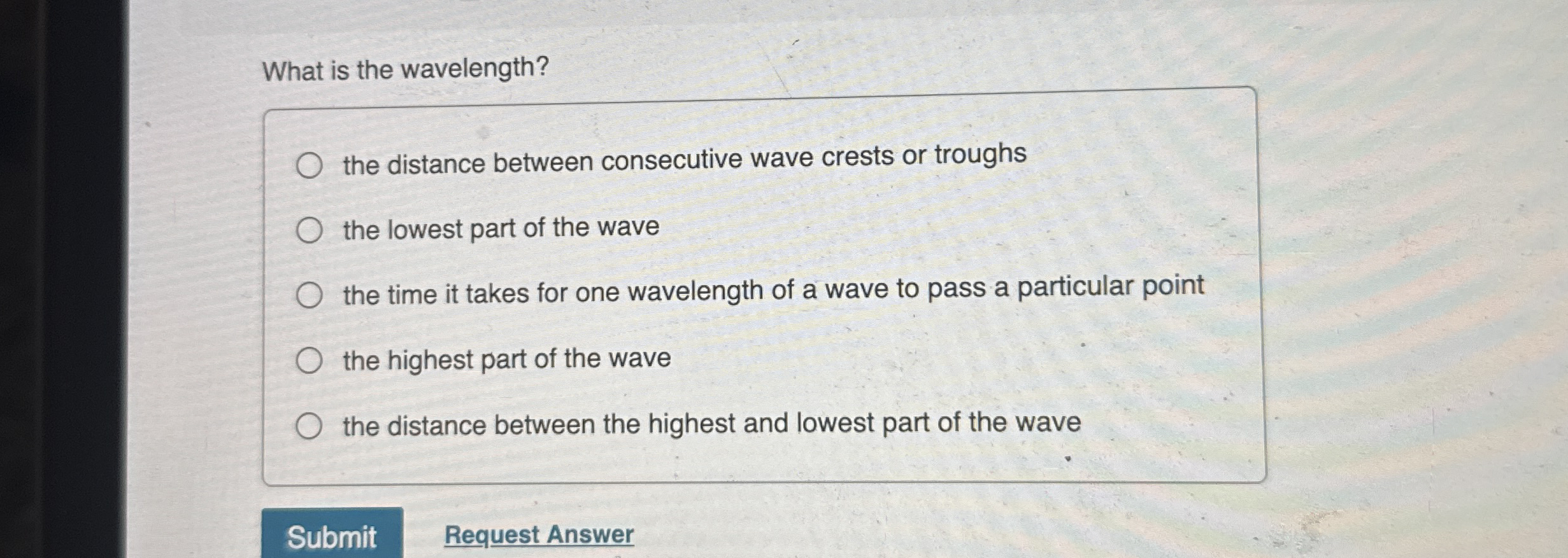 Solved What is the wavelength?the distance between | Chegg.com