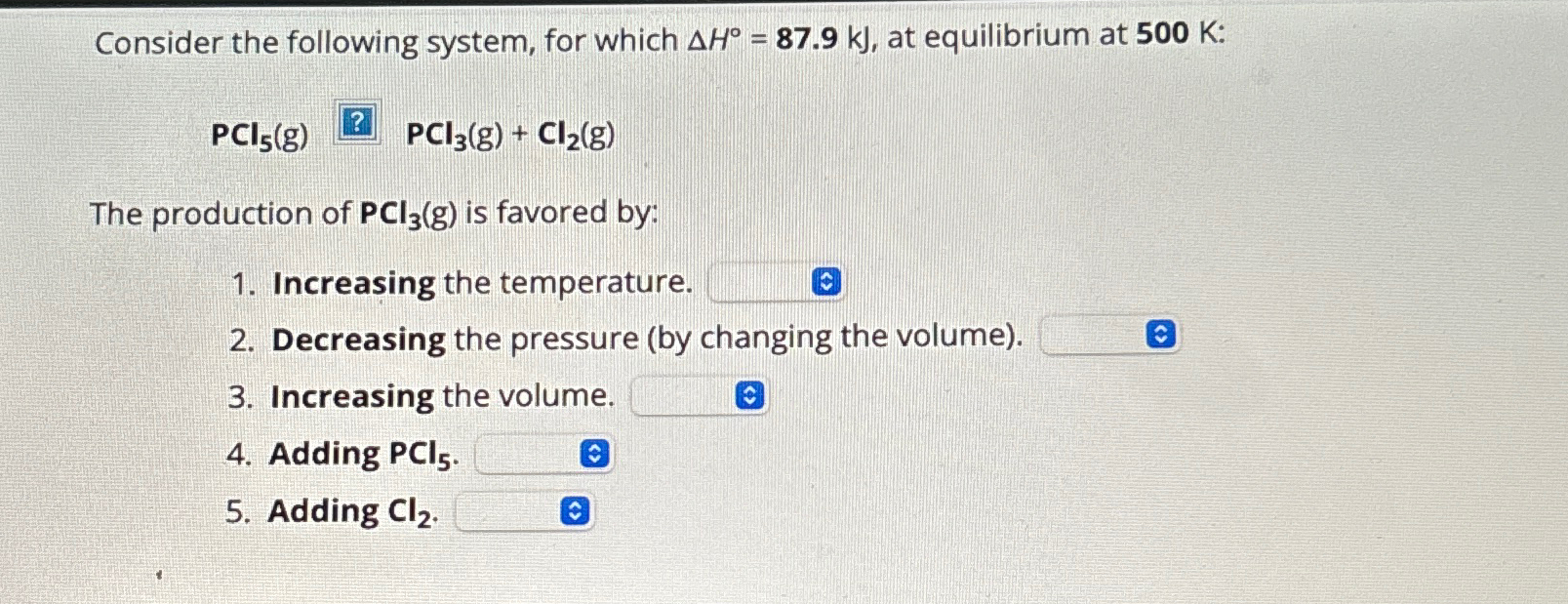 Solved PCl5(g),PCl3(g)+Cl2(g)The production of PCl3(g) ﻿is | Chegg.com