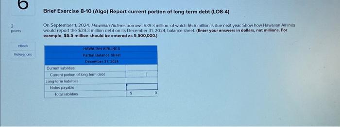 Solved Brief Exercise 8-10 (Algo) Report current portion of | Chegg.com