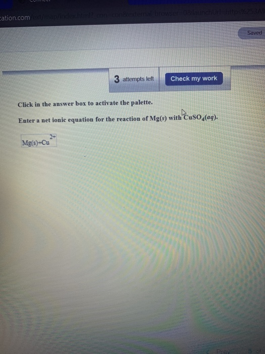 Solved browse cation.com Saved 3 attempts left Check my work | Chegg.com