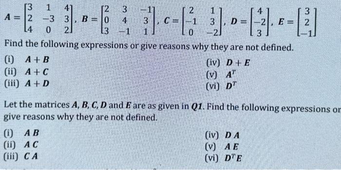 Solved Q1. Find the following expressions or give reasons | Chegg.com