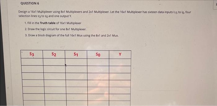 Solved Design a 16×1 Multiplexer using 8×1 Multiplexers and | Chegg.com