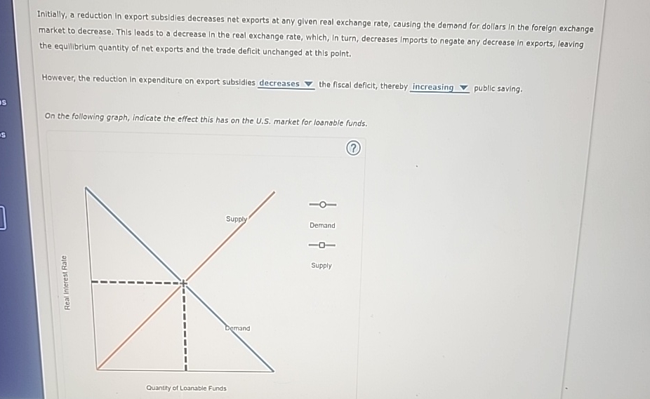 Solved Initially, a reduction in export subsidies decreases | Chegg.com