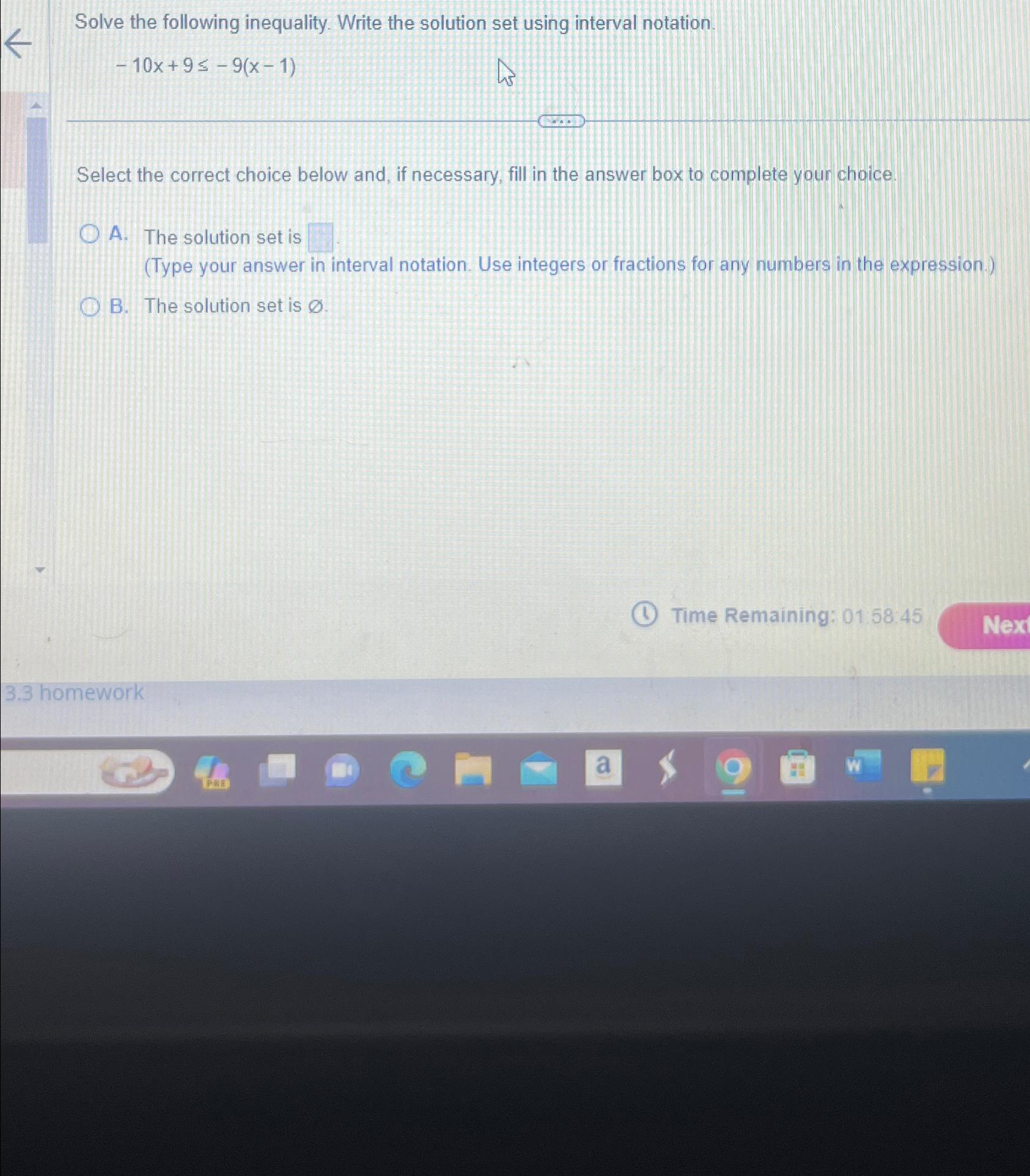 Solved Solve the following inequality. Write the solution | Chegg.com