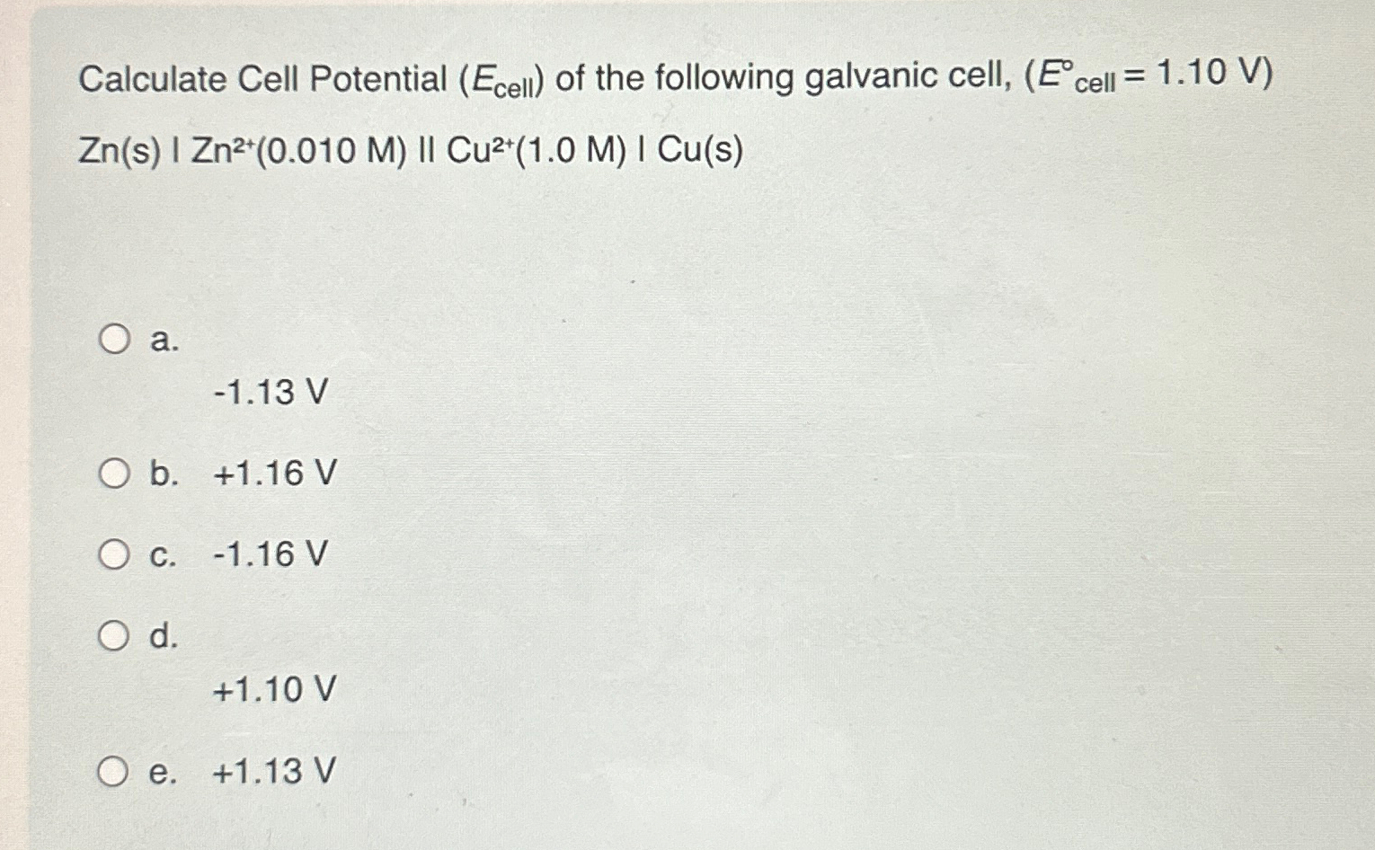 Solved Calculate Cell Potential Ecell ﻿of The Following
