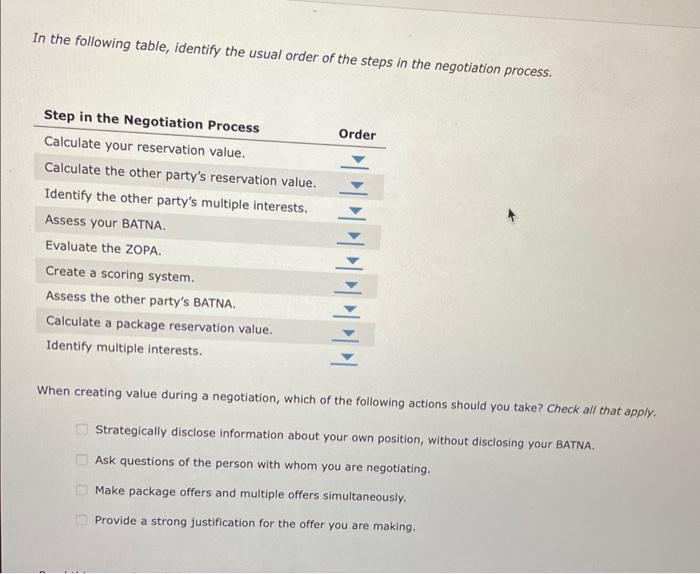 Solved In the following table, identify the usual order of | Chegg.com