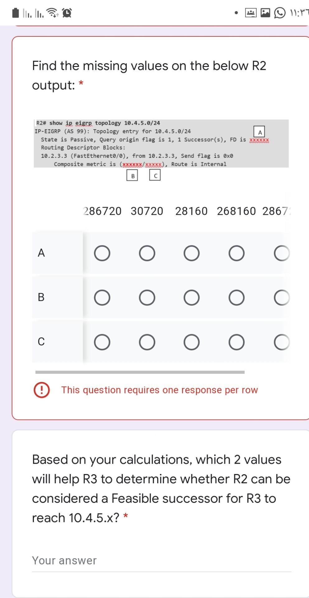 Solved 111. ll. ۱۱:۳ Find the missing values on the below R2 | Chegg.com