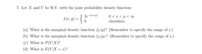 Let X and Y be R.V. with the joint probability | Chegg.com
