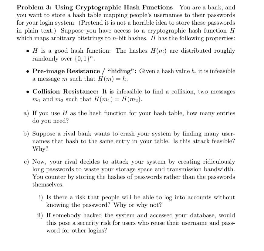 Solved Problem 3: Using Cryptographic Hash Functions You are | Chegg.com