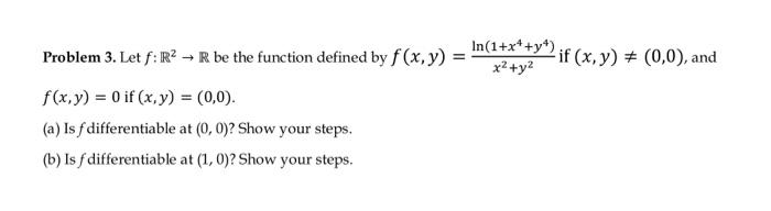 Solved Problem 3. Let f:R2→R be the function defined by | Chegg.com