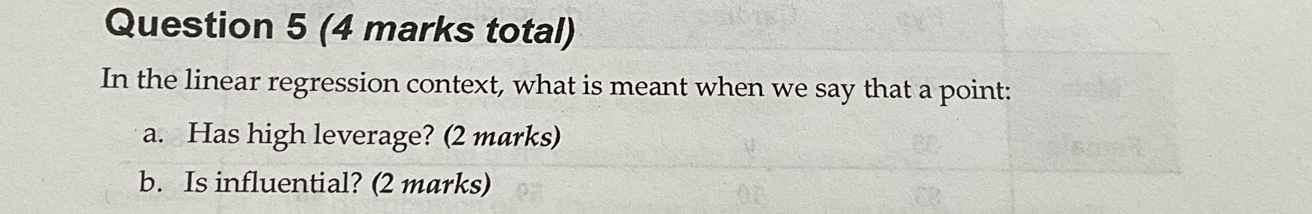 Solved Question 5 (4 marks total)In the linear regression | Chegg.com Solved Question 5 (4 marks total)In the linear regression | Chegg.com
