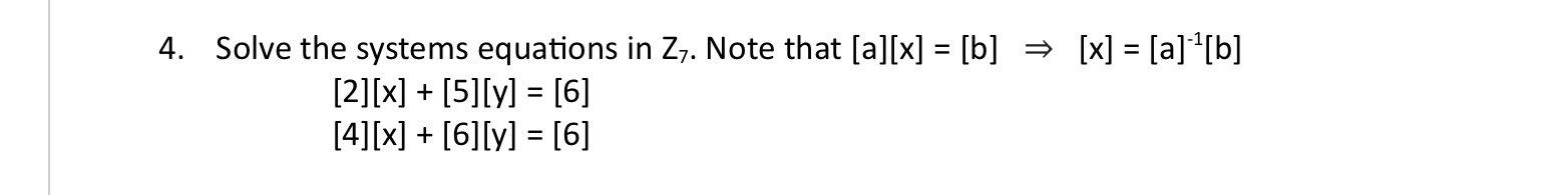 Solved Solve the systems equations in Z7. ﻿Note that | Chegg.com