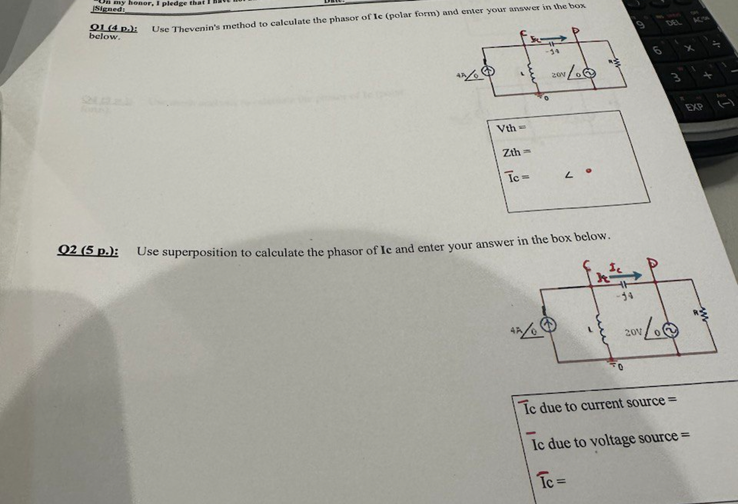 Q1 (4 ﻿p.): Use Thevenin's method to calculate the | Chegg.com
