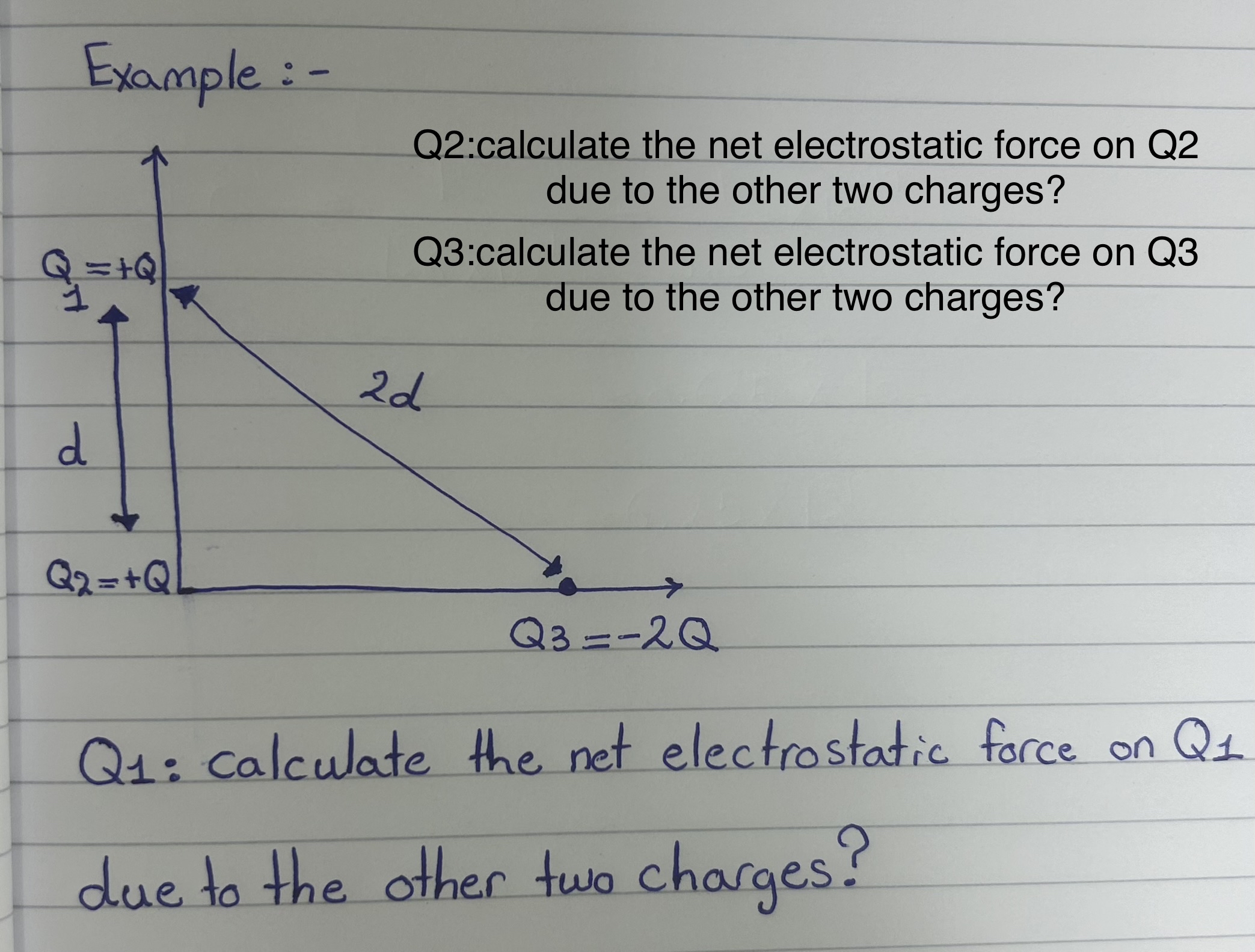 Solved Example Q1 ﻿ Calculate The Net Electrostatic Force