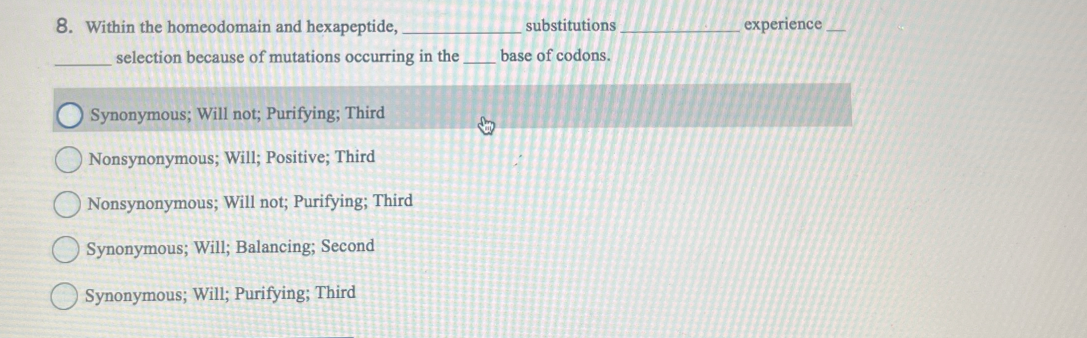 Solved Within the homeodomain and hexapeptide, q, | Chegg.com