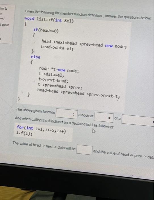 Given the following list member function definition, | Chegg.com