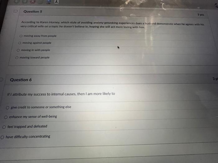 Solved According to Karen Horney, which style of avoiding | Chegg.com
