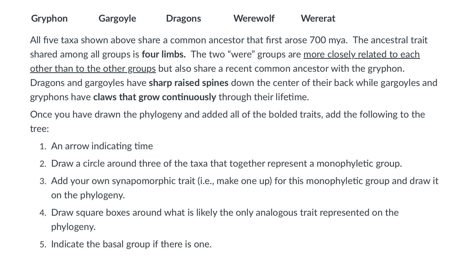 Solved draw it Gryphon Gargoyle Dragons Werewolf WereratAll | Chegg.com