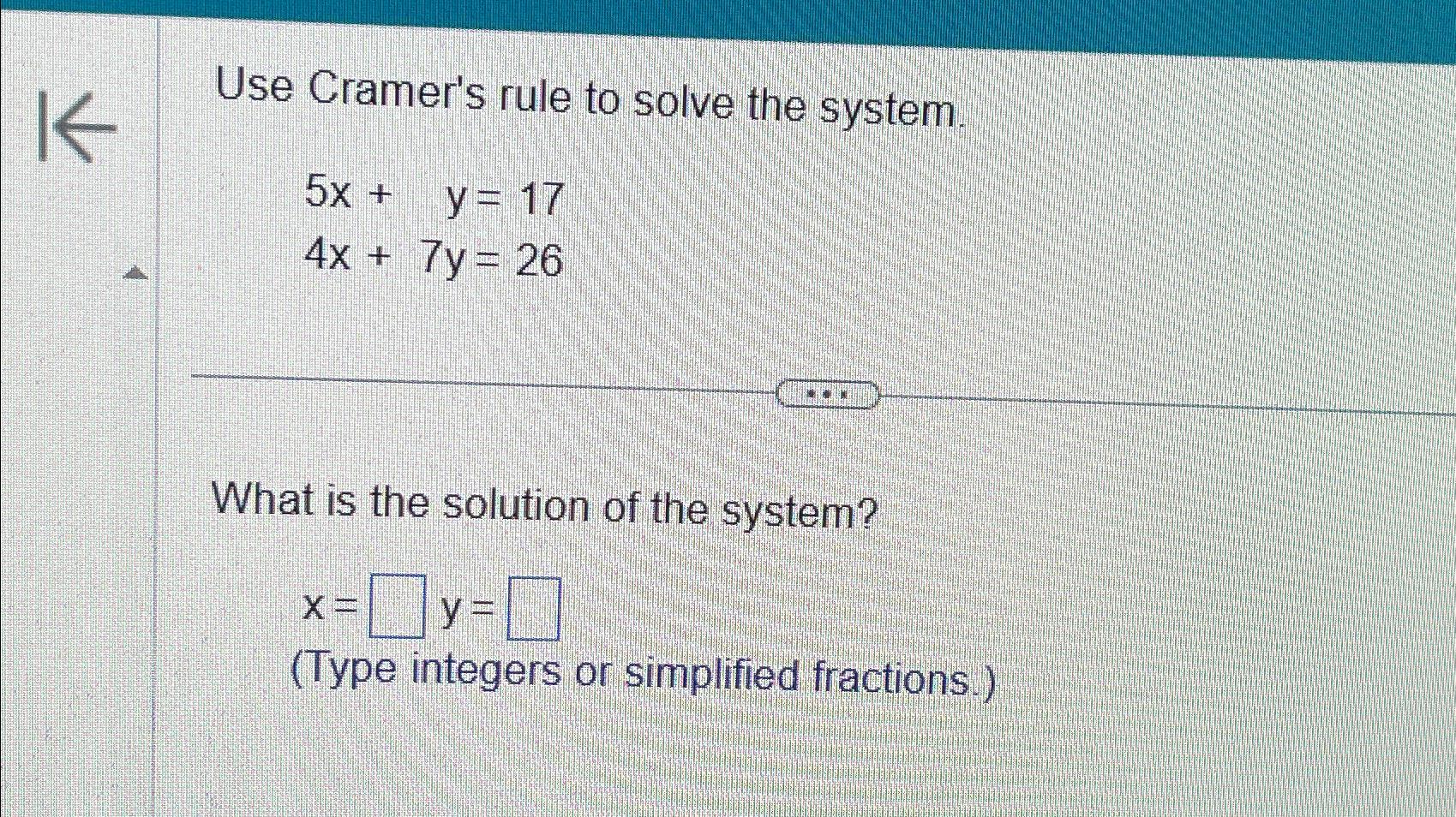 Solved Use Cramer's rule to solve the | Chegg.com