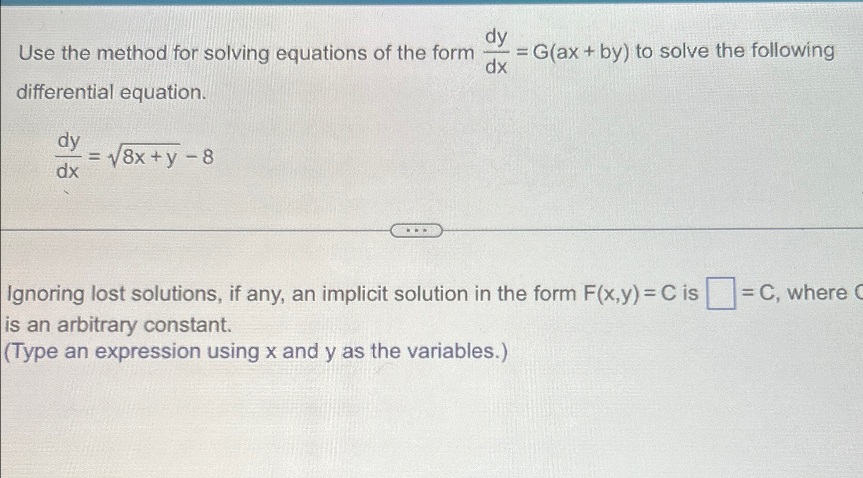 Solved Use the method for solving equations of the form | Chegg.com