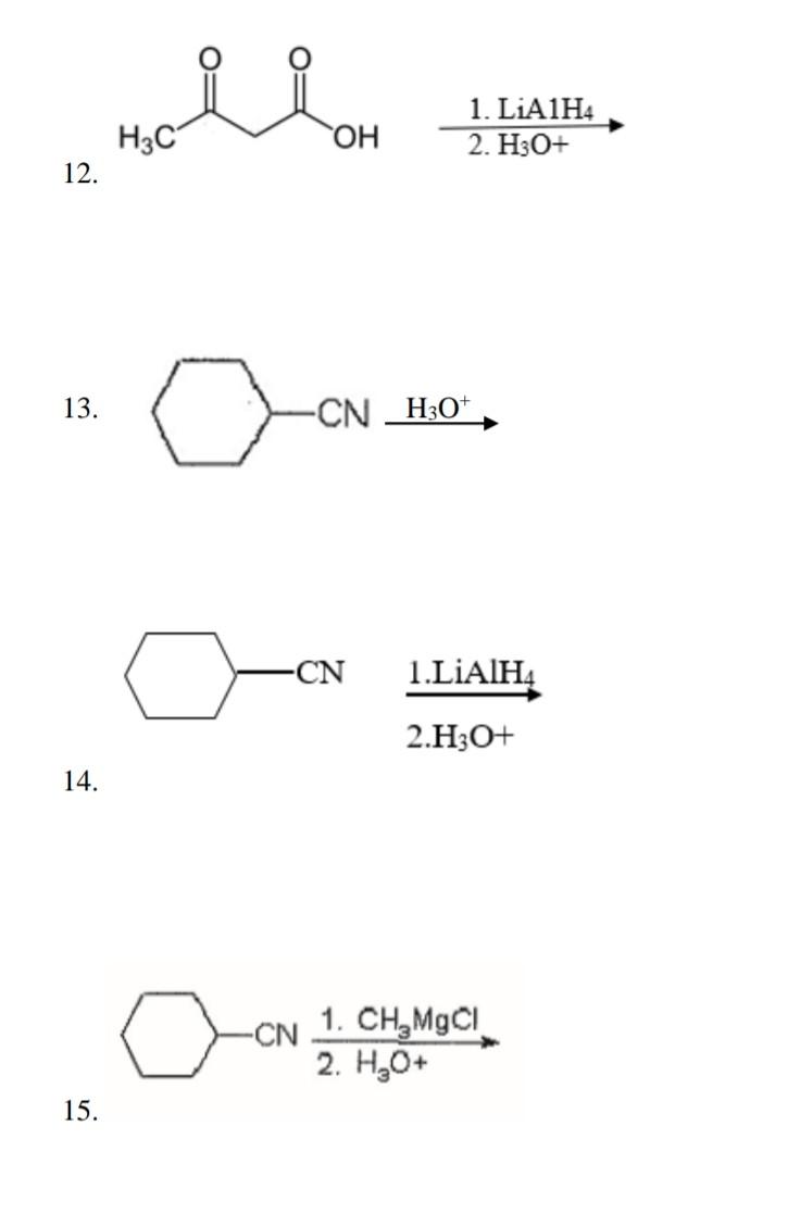 Solved 1. KMnO4 H3O+ 2. K2CrO4 H20, heat 3. H CrO3, H2O, | Chegg.com