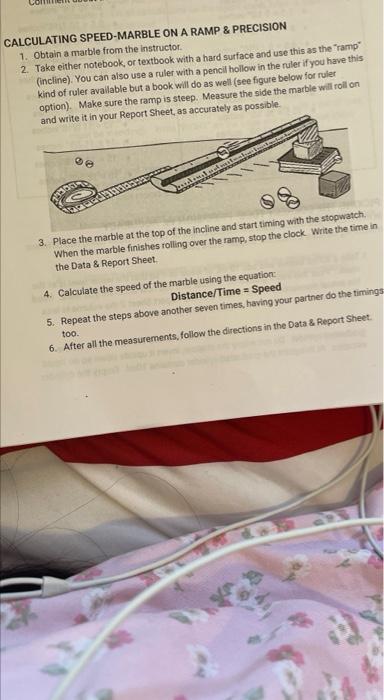 CALCULATING SPEED-MARBLE ON A RAMP S PAECISION What | Chegg.com