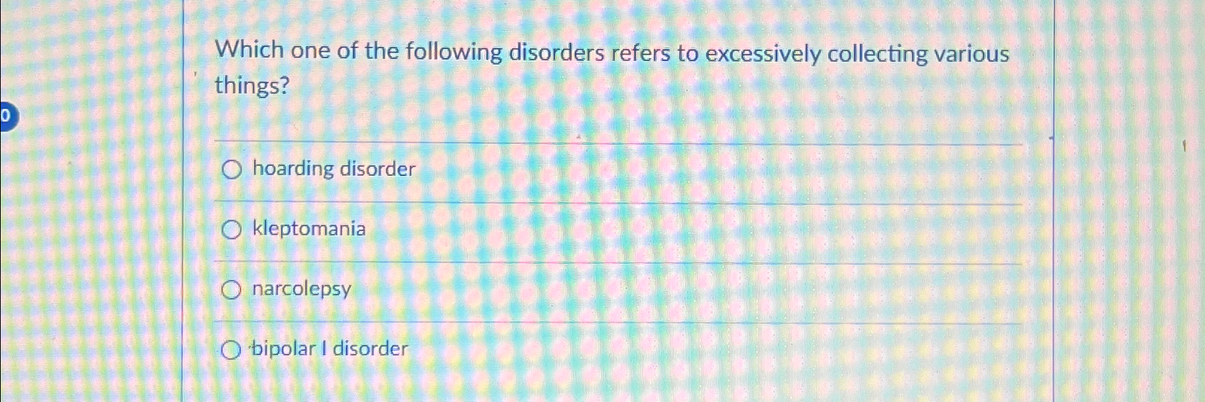 Solved Which one of the following disorders refers to | Chegg.com
