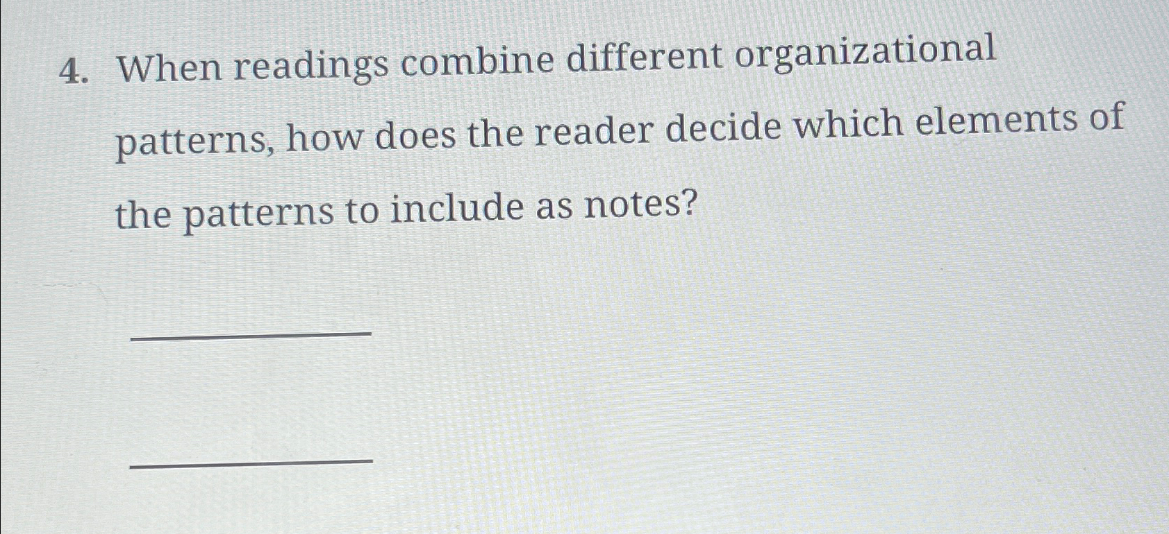 Solved When readings combine different organizational | Chegg.com