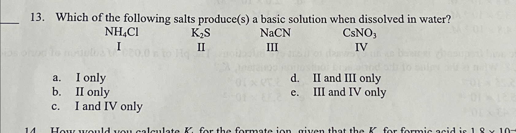 Solved Which of the following salts produce(s) ﻿a basic | Chegg.com